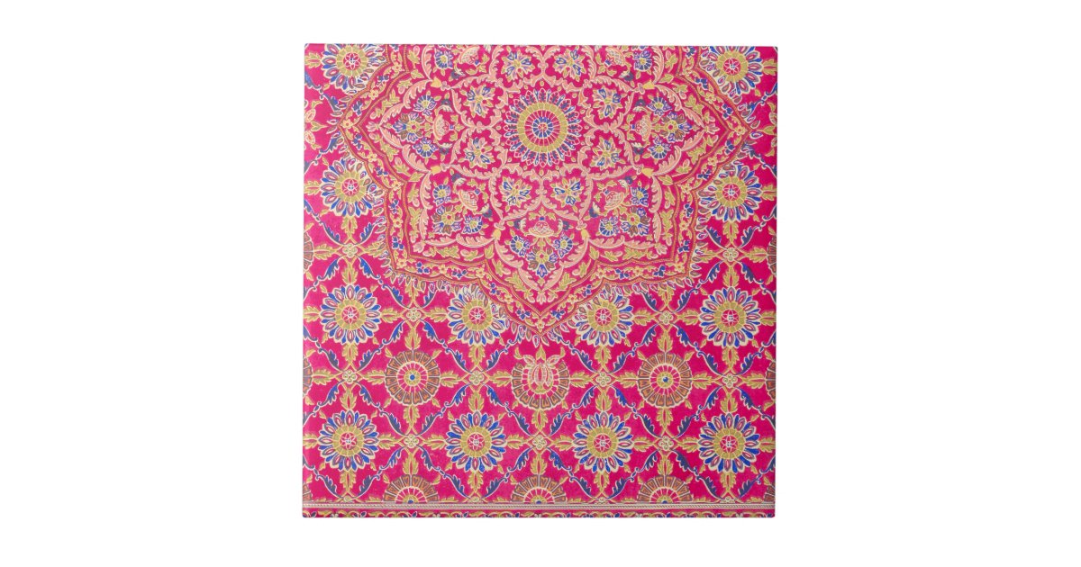 Vintage Indian Embroidery Pattern Ceramic Tile | Zazzle