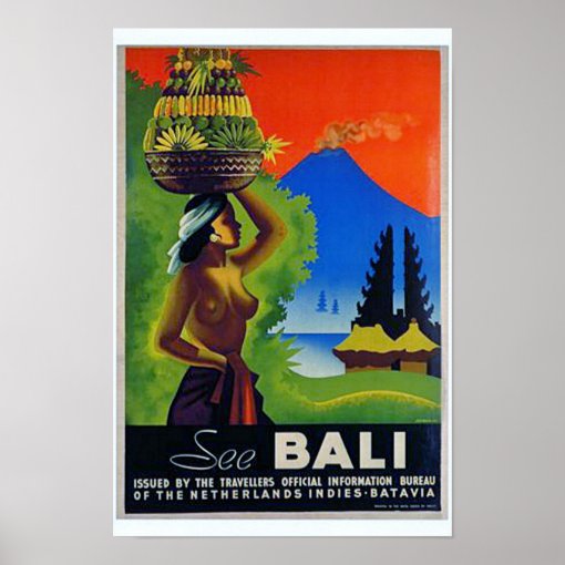 Vintage Indonesia Bali Travel Poster | Zazzle