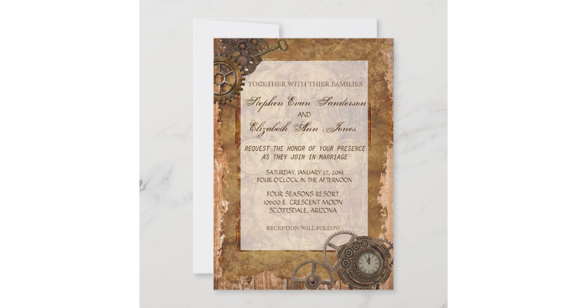 Vintage Industrial Steampunk Wedding Invitation | Zazzle