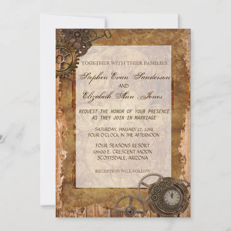 Vintage Industrial Steampunk Wedding Invitation | Zazzle