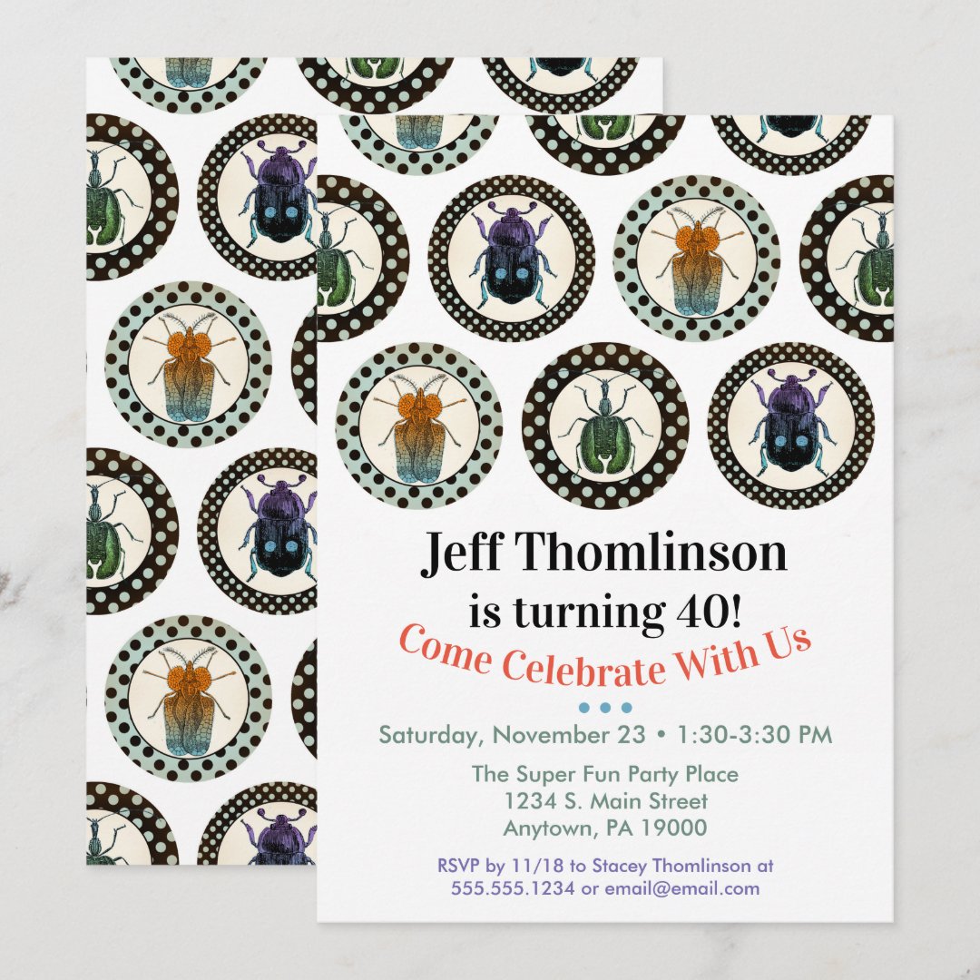 Vintage Insects Birthday Invitation Science Party | Zazzle