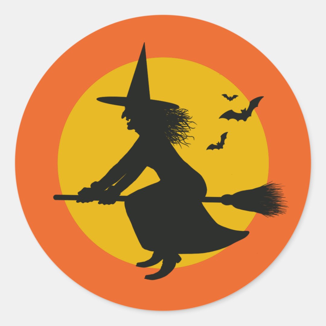 Vintage Inspired Halloween Witch Sticker | Zazzle
