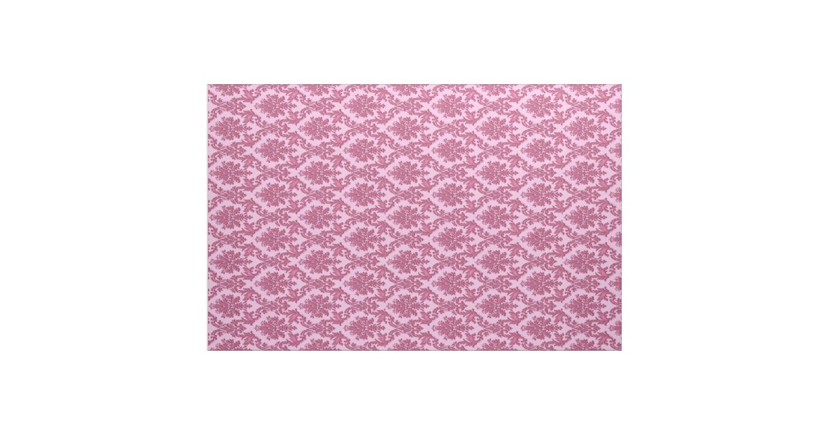 Vintage Inspired Pink Damask Print Fabric | Zazzle
