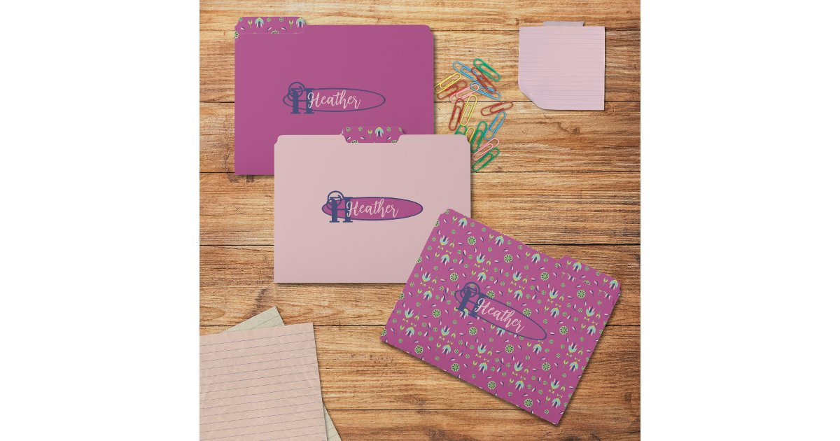 Vintage Inspired Pink Floral File Folders | Zazzle