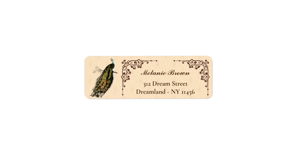 Vintage Intricate Peacock Elegant Label | Zazzle