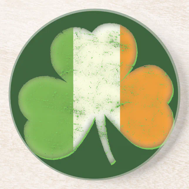 Vintage Irish Flag Shamrock Coaster | Zazzle