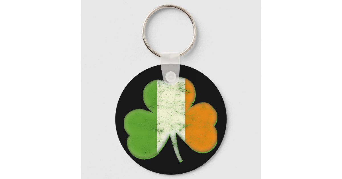 Vintage Irish Flag Shamrock Keychain | Zazzle