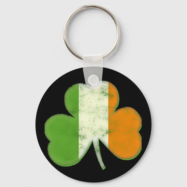 Vintage Irish Flag Shamrock Keychain | Zazzle