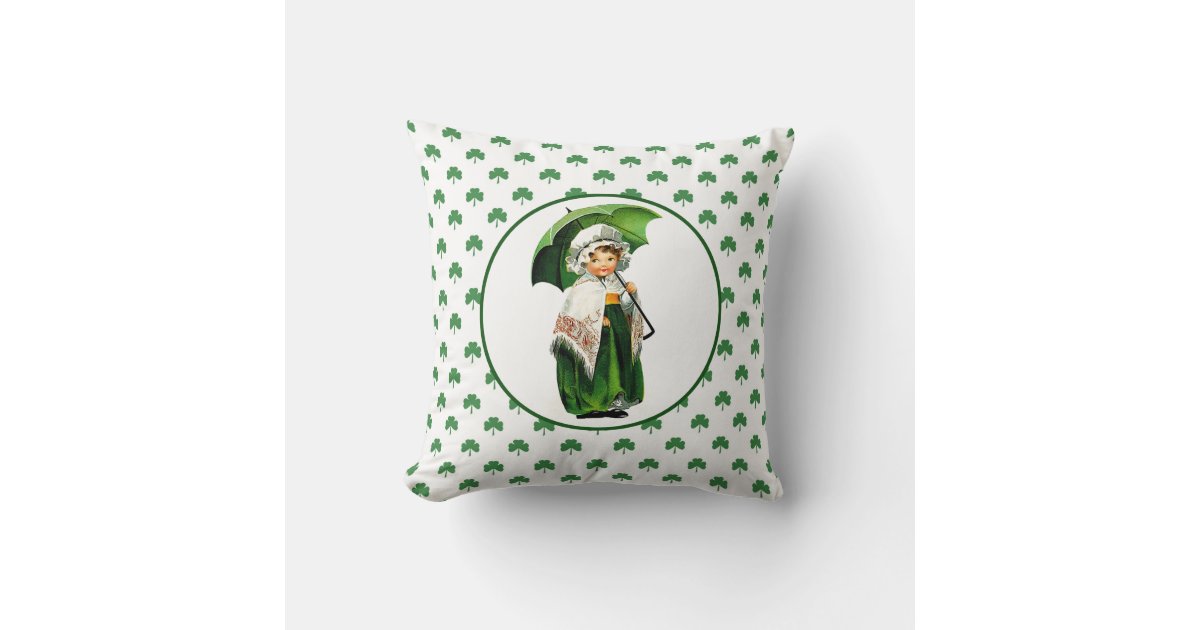 Vintage Irish Little Girl Gift Throw Pillow | Zazzle