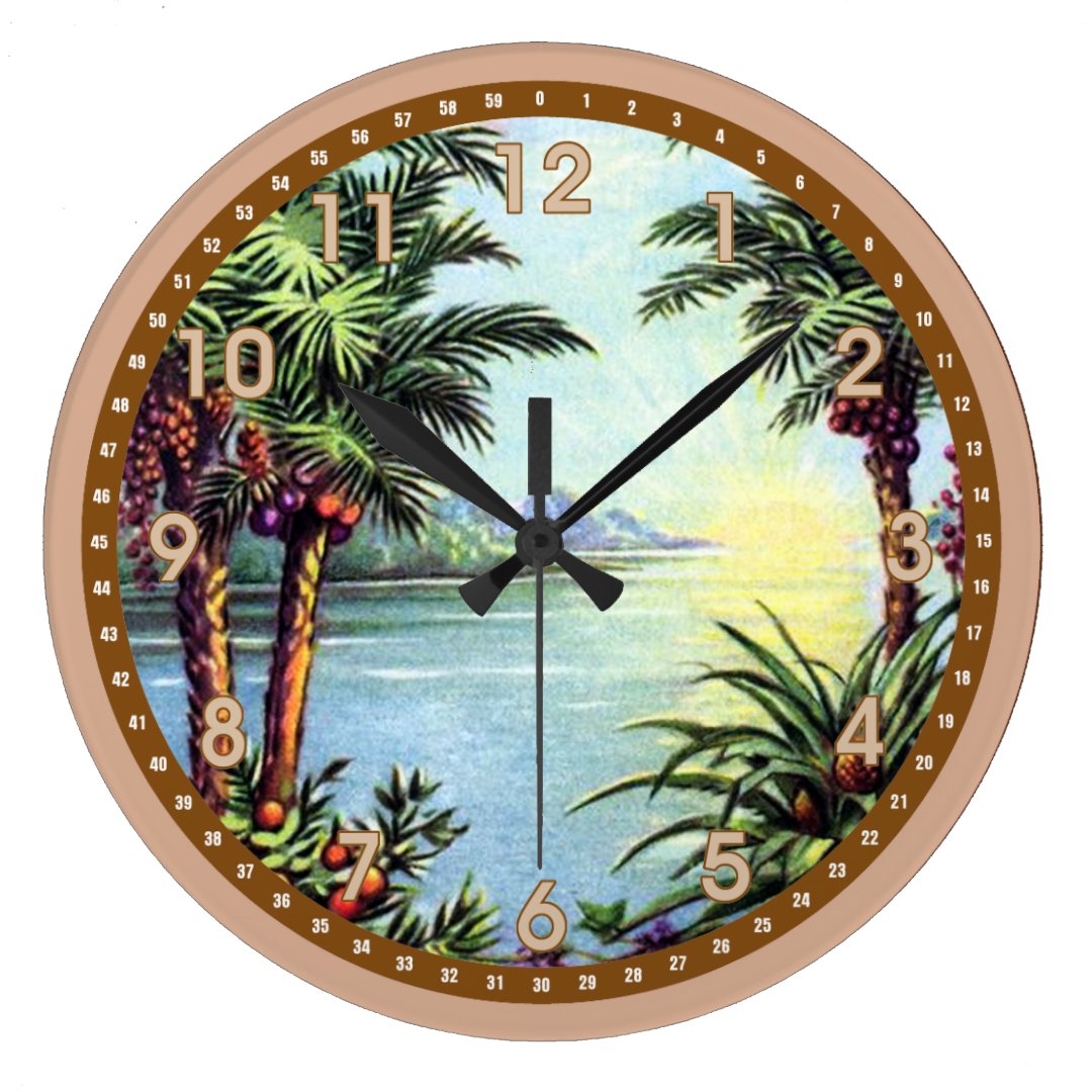Vintage Island Large Clock | Zazzle