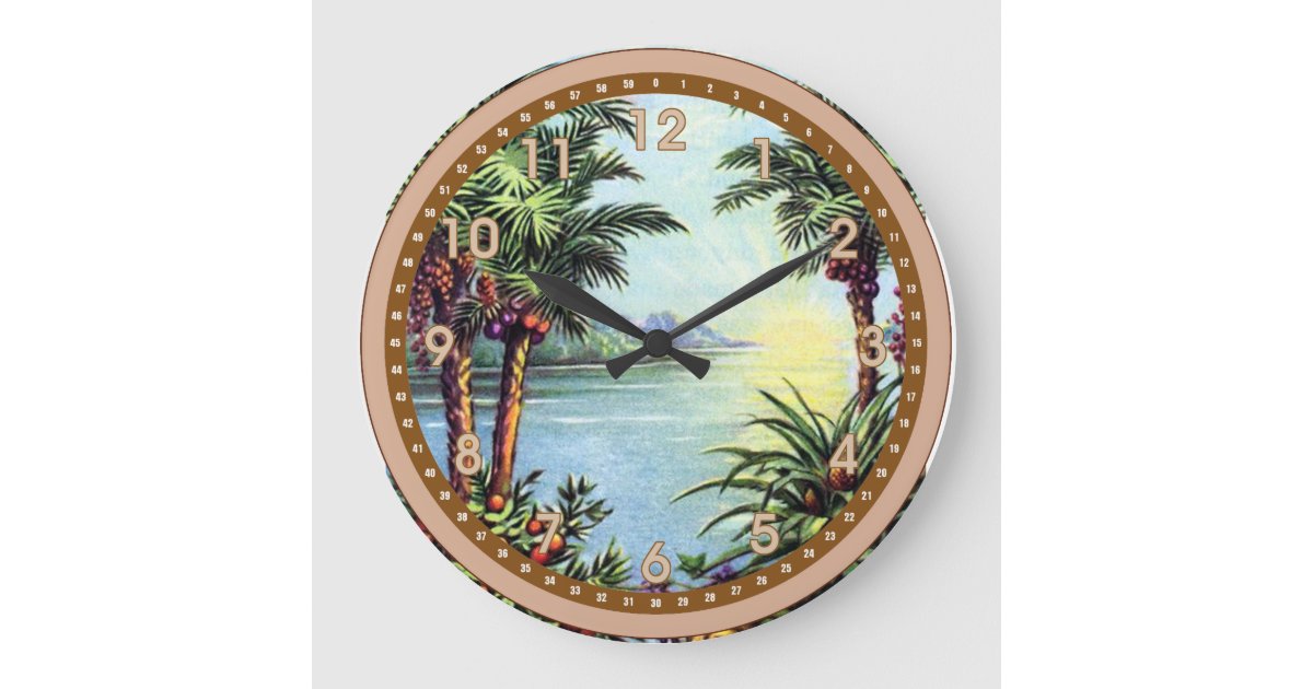Vintage Island Large Clock | Zazzle