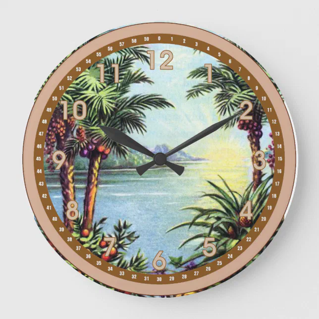 Vintage Island Large Clock | Zazzle
