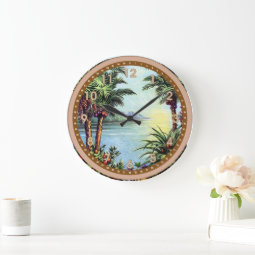 Vintage Island Large Clock | Zazzle