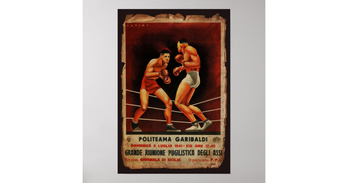 Vintage Italian Boxing Sports Fighting Retro Poster | Zazzle