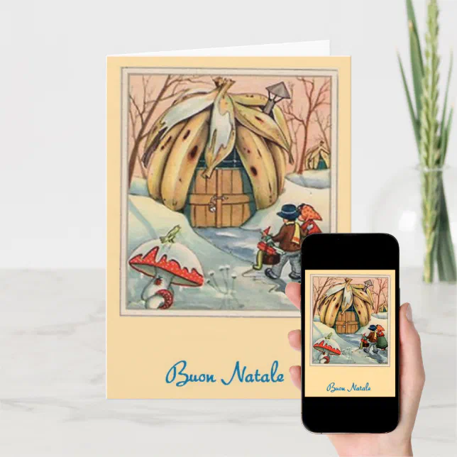Vintage Italian Buon Natale Christmas Card | Zazzle