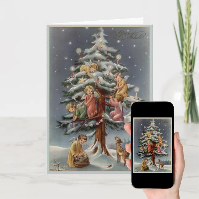 Vintage Italian Buon Natale Christmas Card | Zazzle