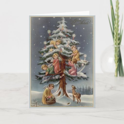 Vintage Italian Buon Natale Christmas Card | Zazzle