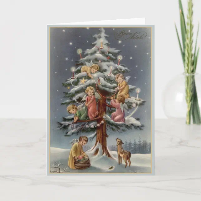 Vintage Italian Buon Natale Christmas Card | Zazzle