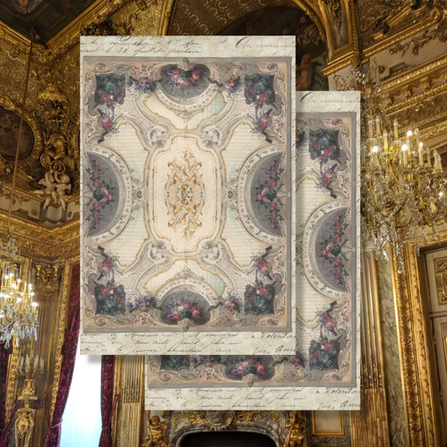 Vintage Italian Ceiling Burgundy Floral Decoupage Tissue Paper | Zazzle