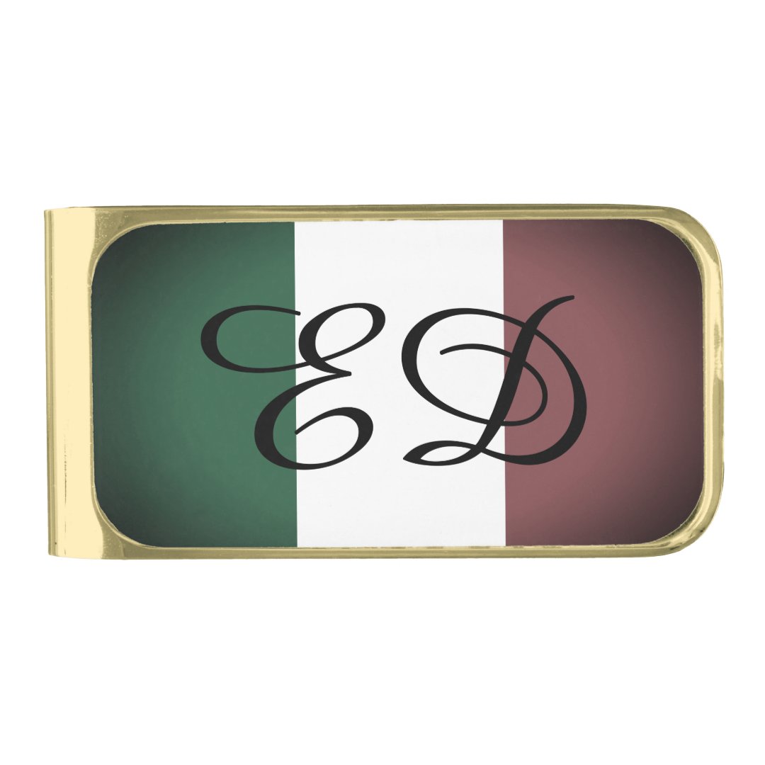 Vintage Italian flag of Italy custom monogram Gold Finish Money Clip ...