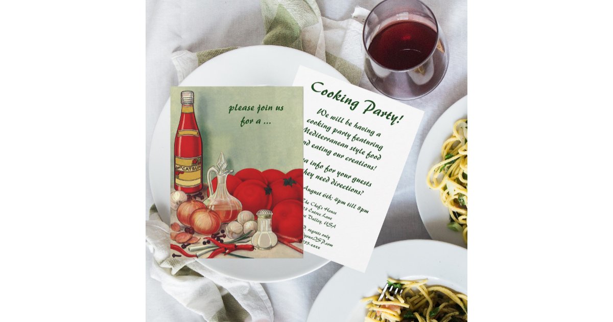 Vintage Italian Food, Cooking Party Invitation | Zazzle