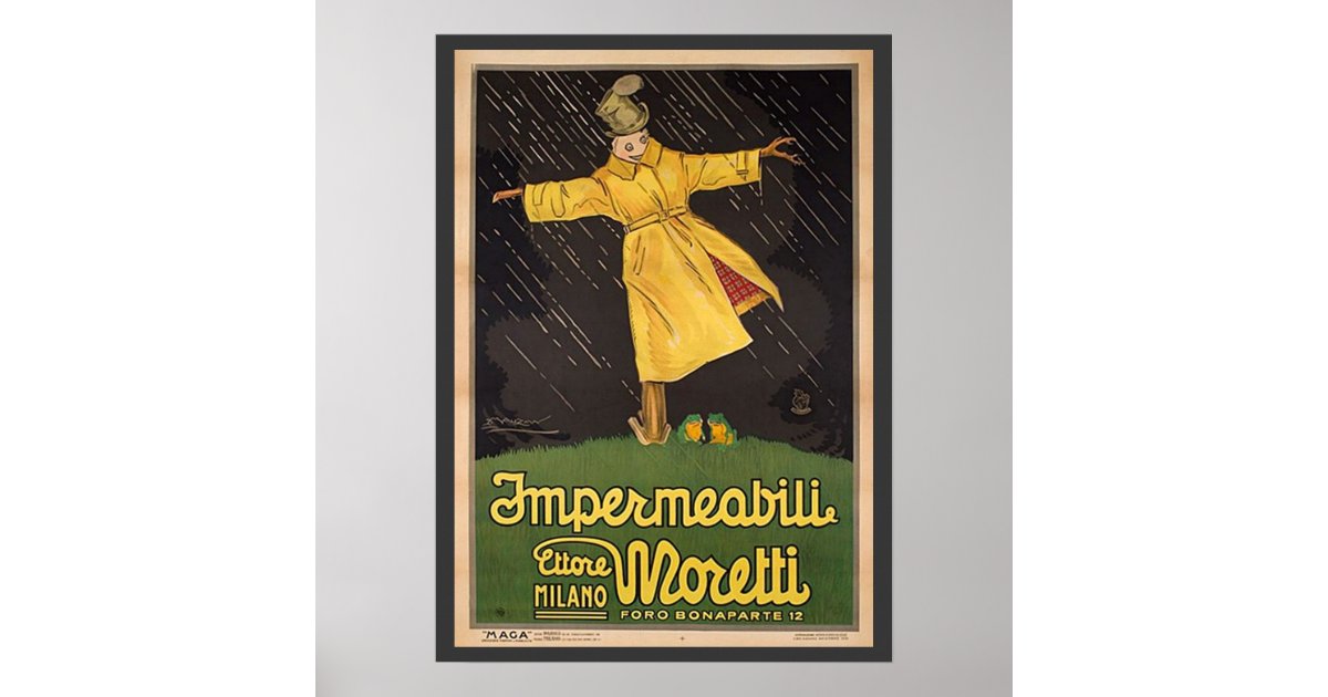 Vintage Italian Raincoat Advertisement Poster | Zazzle