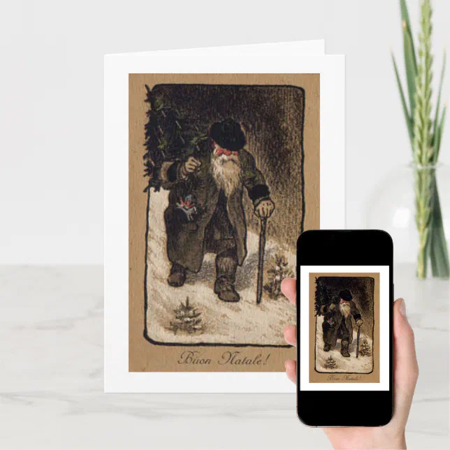 Vintage Italian Santa Christmas Card | Zazzle