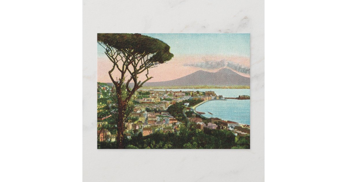Vintage Italy, Bay of Naples and Vesuvius Postcard | Zazzle