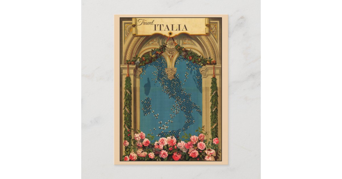 Vintage Italy Italian Map Travel Postcard | Zazzle