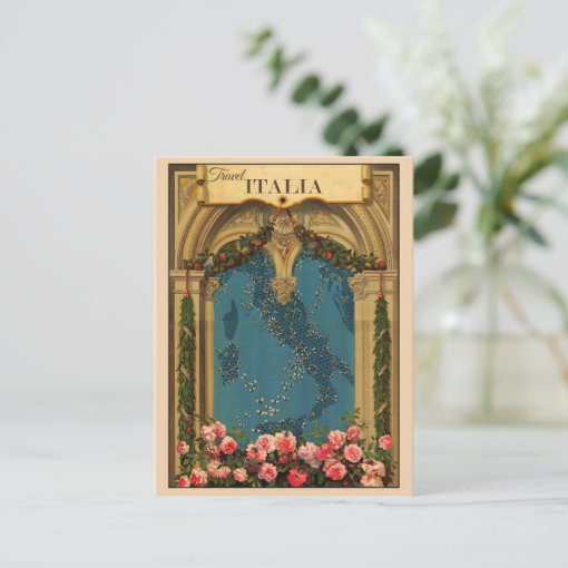 Vintage Italy Italian Map Travel Postcard | Zazzle