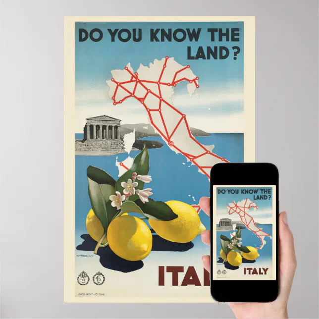 Vintage Italy Map Travel Poster | Zazzle