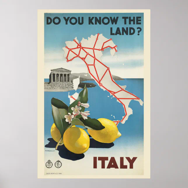 Vintage Italy Map Travel Poster | Zazzle