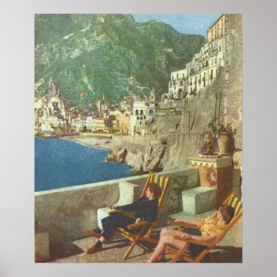 Vintage Italy, Relaxing on the Amalfi Coast, 1930s Poster | Zazzle.com
