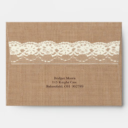 Vintage Ivory Lace and Medium Burlap Envelope | Zazzle