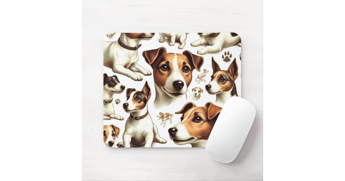 Vintage Jack Russell Terrier Seamless Mouse Pad | Zazzle