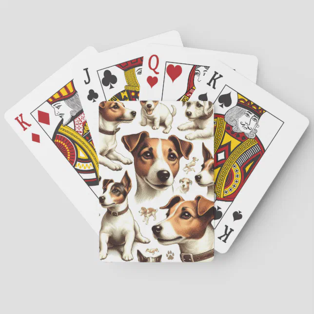 Vintage Jack Russell Terrier Seamless Poker Cards | Zazzle