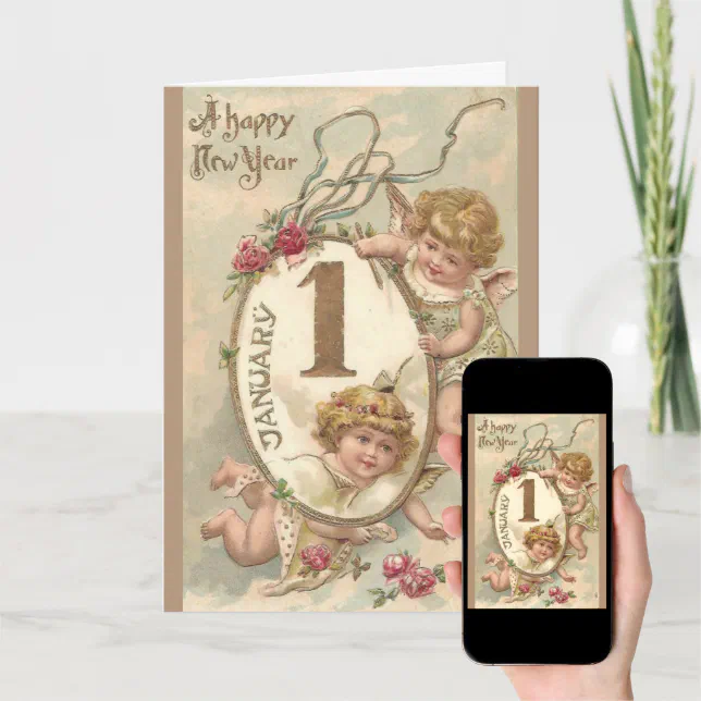 Vintage - January 1st - Happy New Year, Card | Zazzle