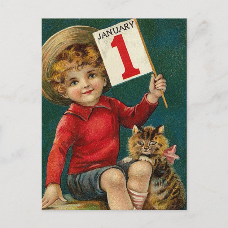 Vintage January 1st Postcard | Zazzle