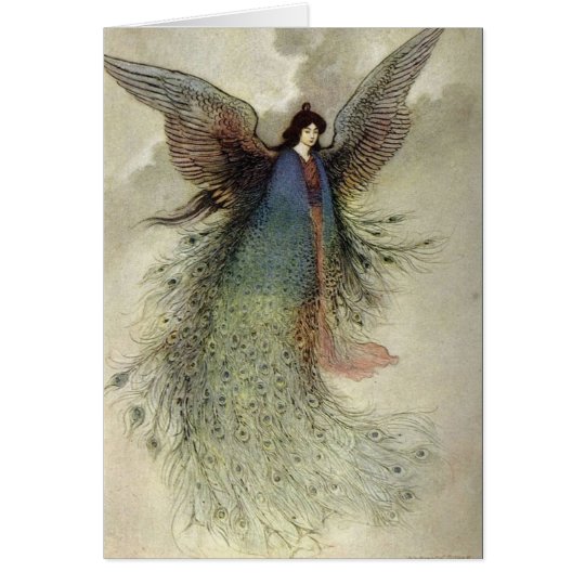 Vintage -Japanese Angel with Peacock Feathers, | Zazzle.com