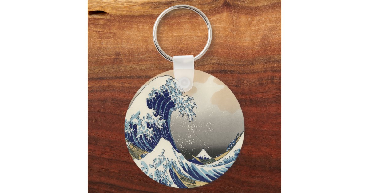 vintage japanese art ocean landscape great wave keychain | Zazzle