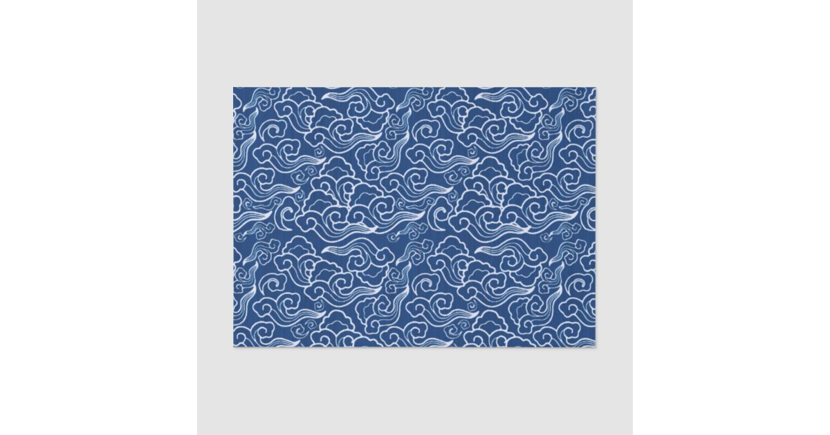 Vintage Japanese Clouds, Cobalt Blue and White Tissue Paper | Zazzle