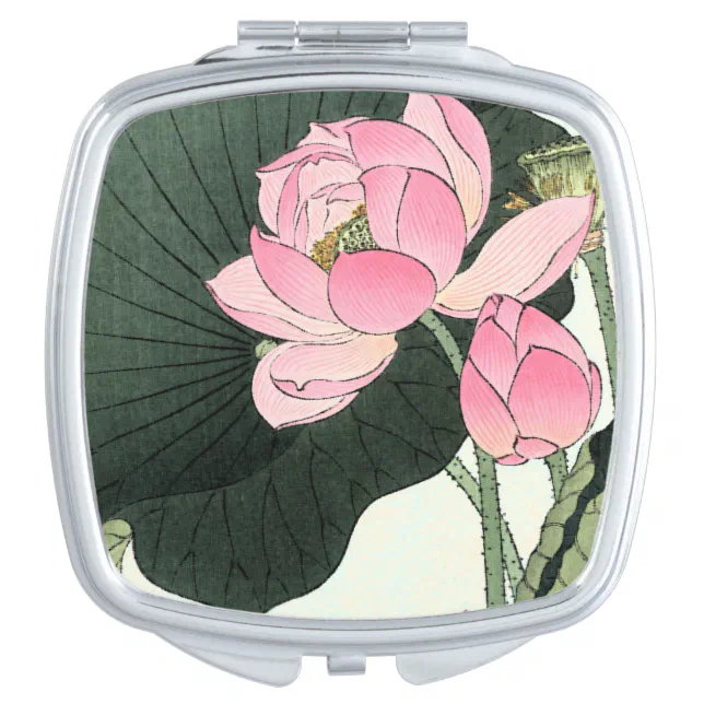 Vintage Japanese Fine Art | Lotus Compact Mirror | Zazzle