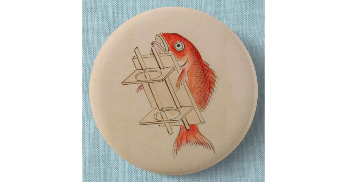 Vintage Japanese Fish Monster Yokai Button | Zazzle