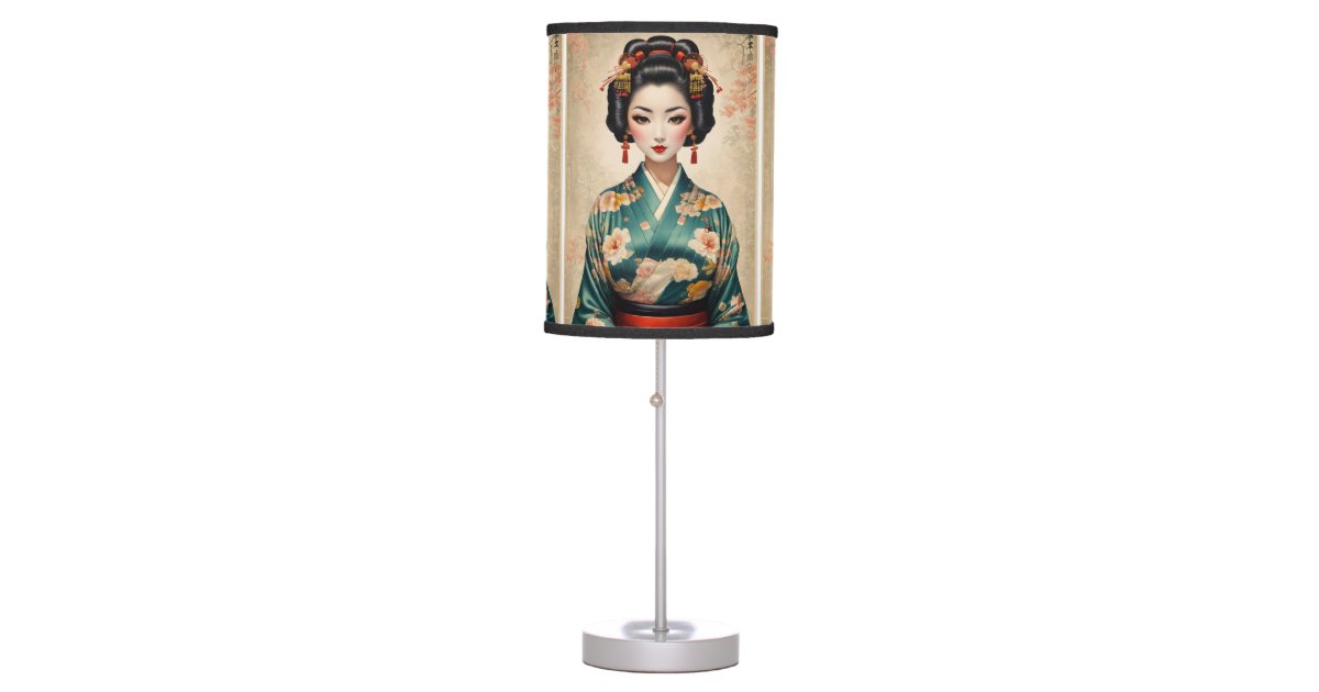 Vintage Japanese Geisha Portrait Table Lamp | Zazzle