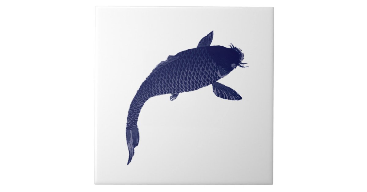 Vintage Japanese Koi Fish by Toyohara Chikanobu Ceramic Tile | Zazzle