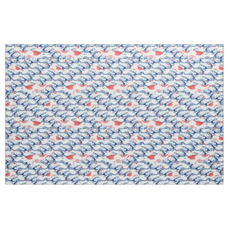 Vintage Japanese Koi Fish Scales Pattern Fabric | Zazzle