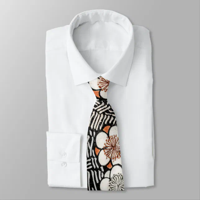 Vintage Japanese Print in Red, Black and White Neck Tie | Zazzle