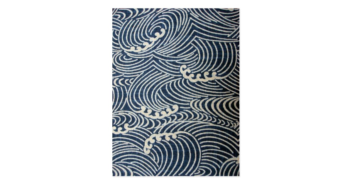 Vintage Japanese Textile, Wave Pattern Postcard | Zazzle.com