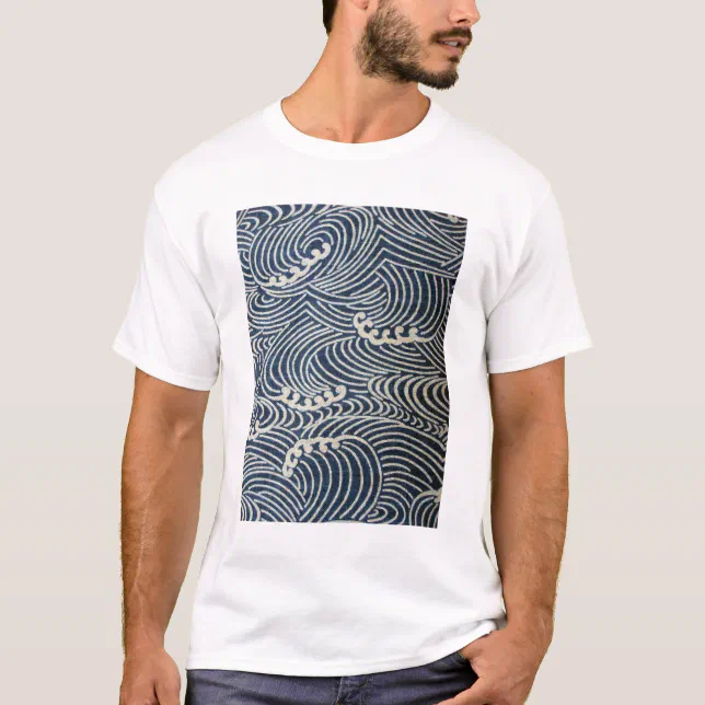 Vintage Japanese Textile, Wave Pattern T-Shirt | Zazzle