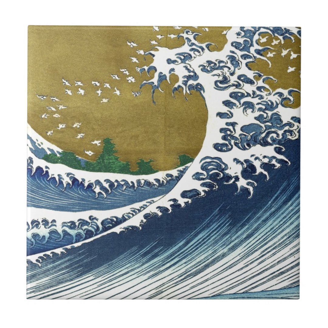 Vintage Japanese Waves Ceramic Tile | Zazzle